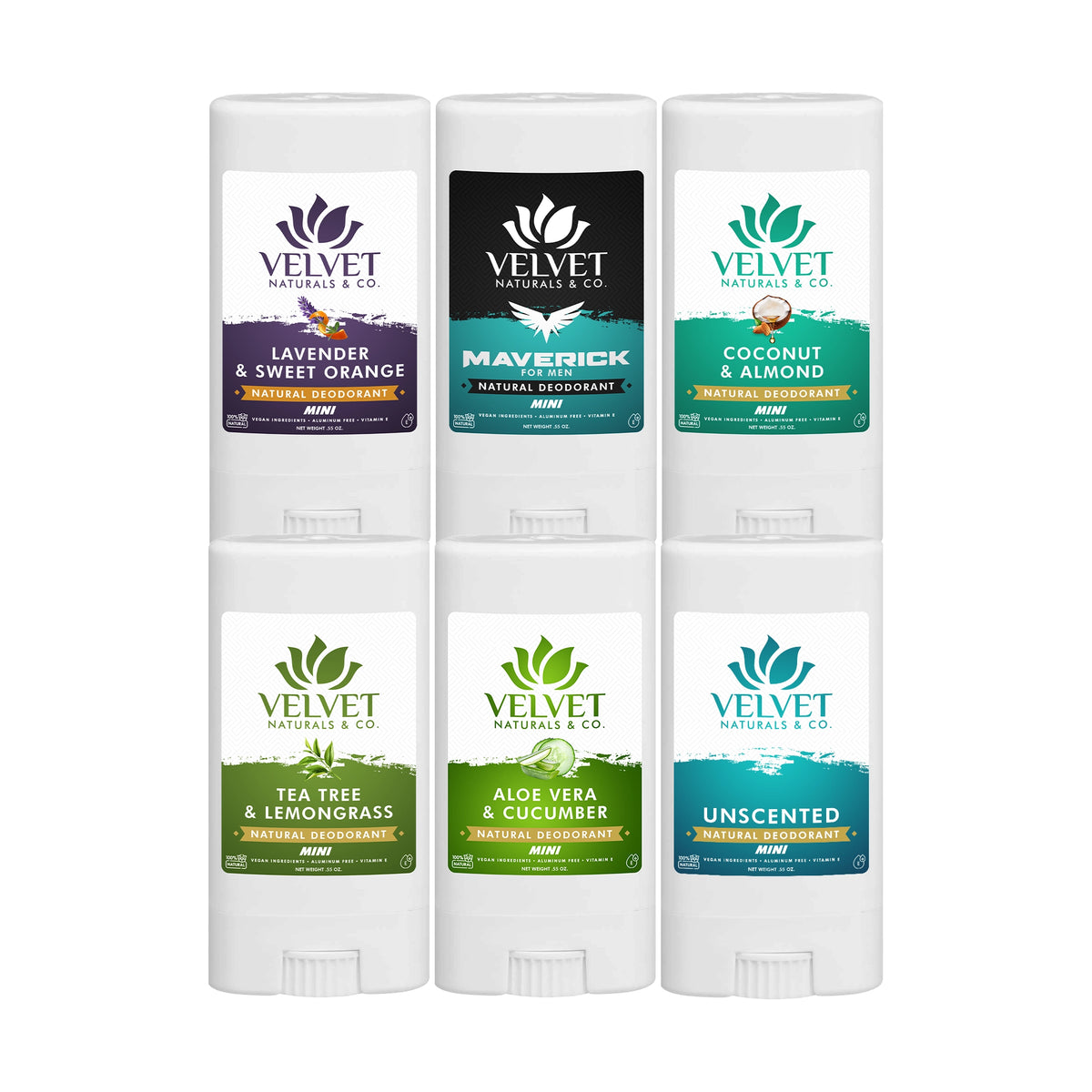 Natural Deodorant Bundle MINI • 6 Pack - Velvet Naturals & Co.